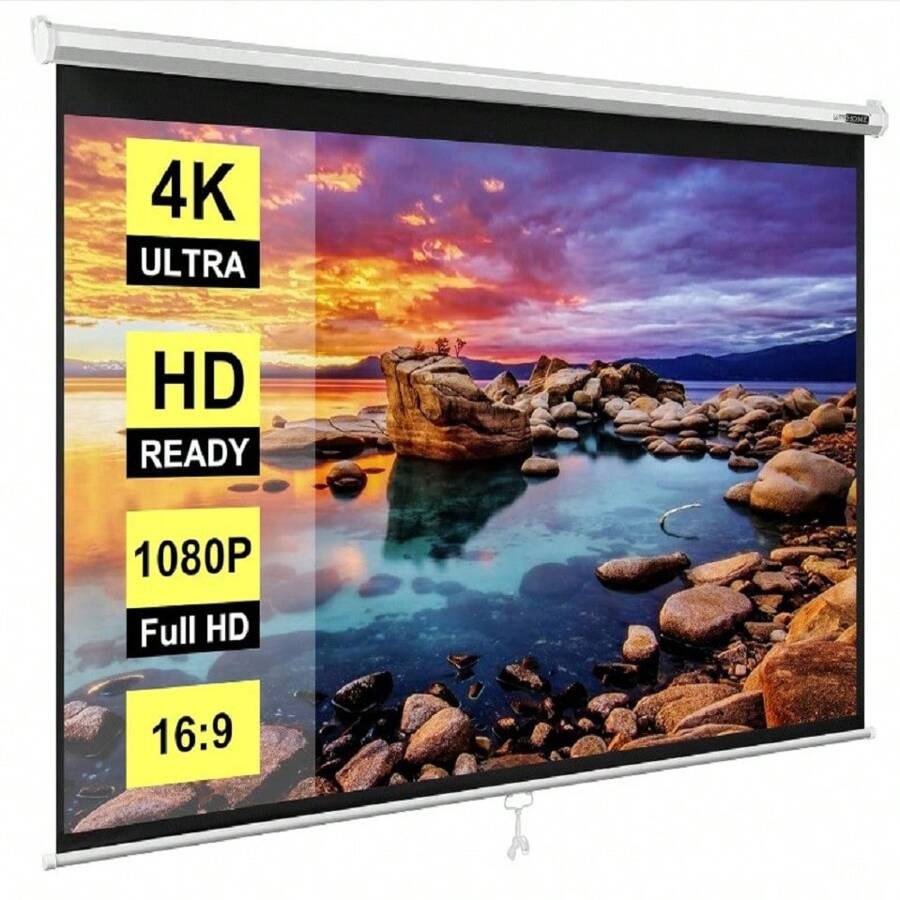 VIVOHOME 100 Inch Manual Pull Down Projector Screen | 16:9 HD ...
