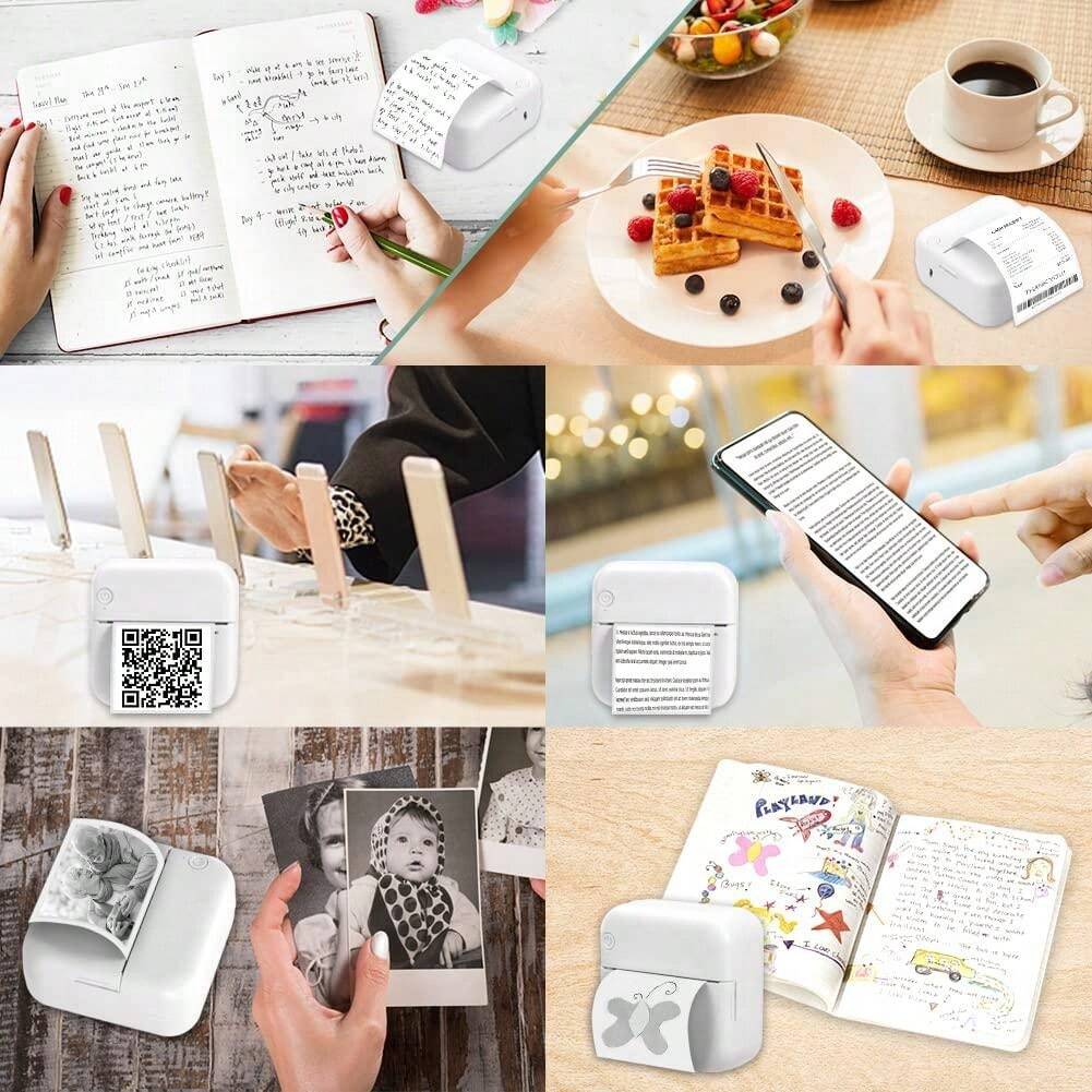 Mini Printer Portable Thermal Stickers Paper 57mm Width Printing ...