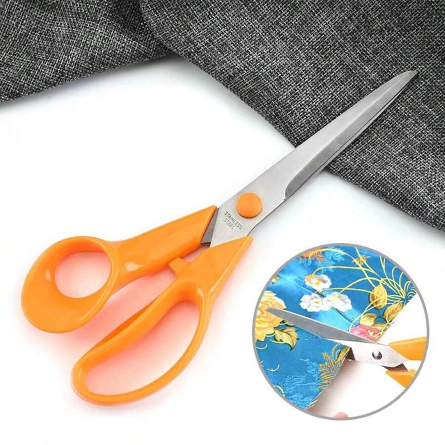 1pc Orange 8-Inch Stainless Steel Scissors For Home, Office, Tailoring ...
