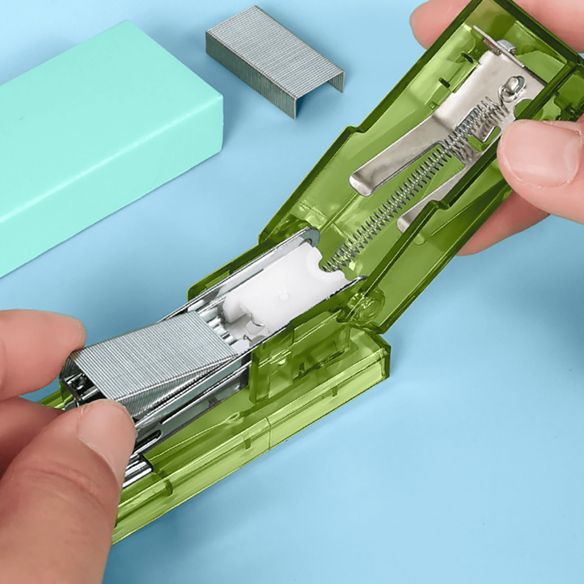 1set Blue Mini Portable Stapler, Simple Transparent Multi-Functional ...