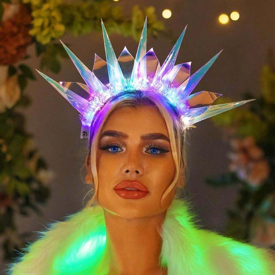 Headband LED Crown Hair Bands Flash Goddess Headband Luminous Glowing ...