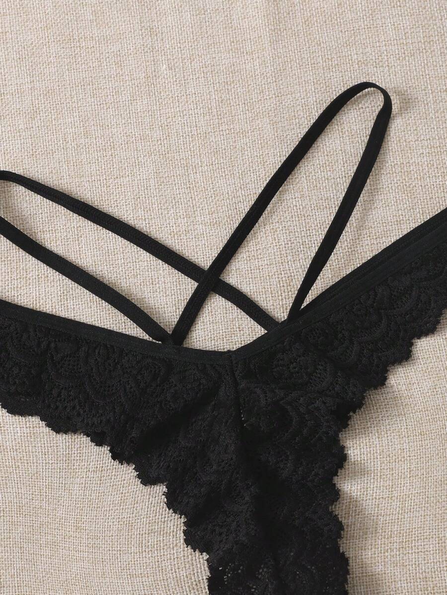 2pcs Black And White Lace Sexy Thongs | SHEIN ASIA
