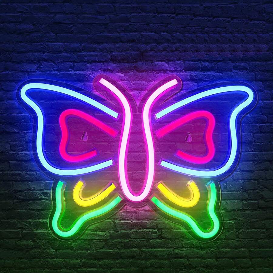 Decoração De Parede Em Forma De Borboleta Neon, Decoração De Parede ...