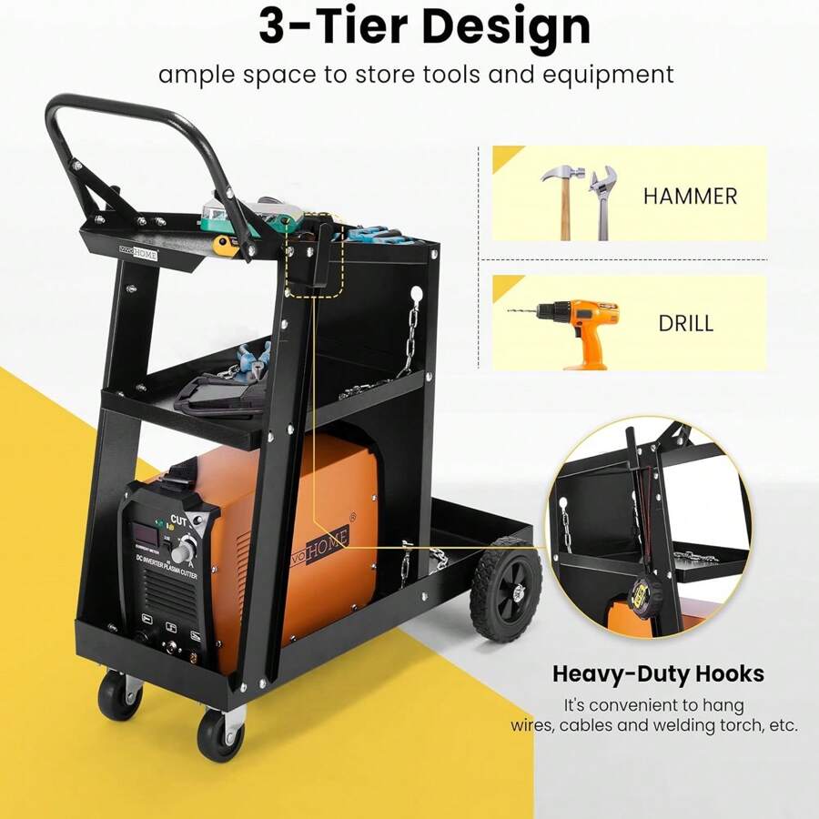 VIVOHOME Rolling Welding Cart With Upgraded Wheels And Tank Storage For ...