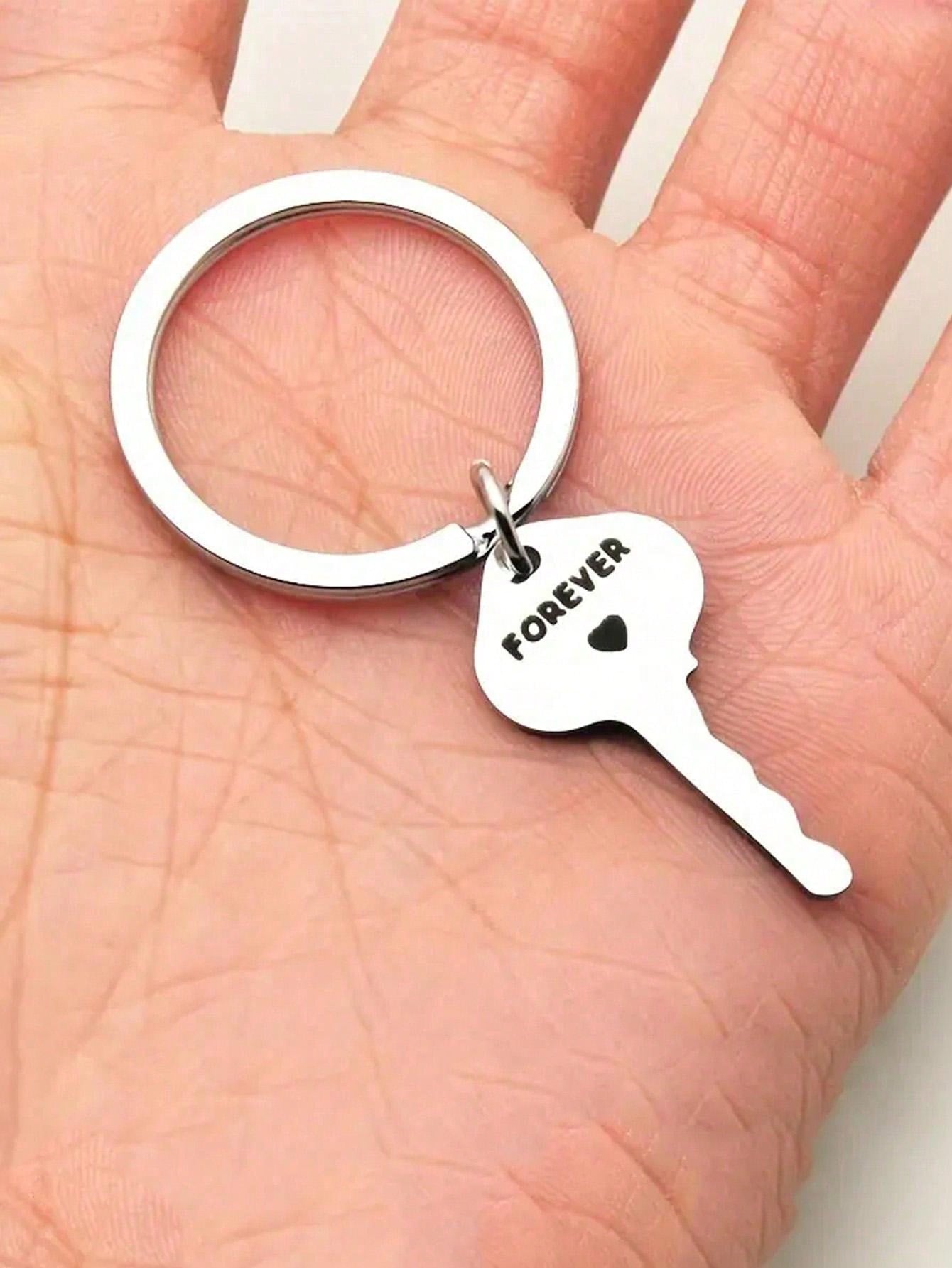 1 Pair/2pcs Creative Stainless Couple Key Ring Couple Key Ring Couple ...