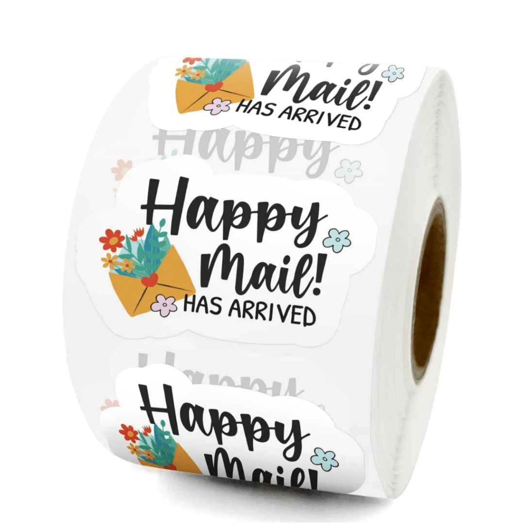 Happy Mail Has Arrived Cute Small Business Happy Mail Stickers, Thank ...