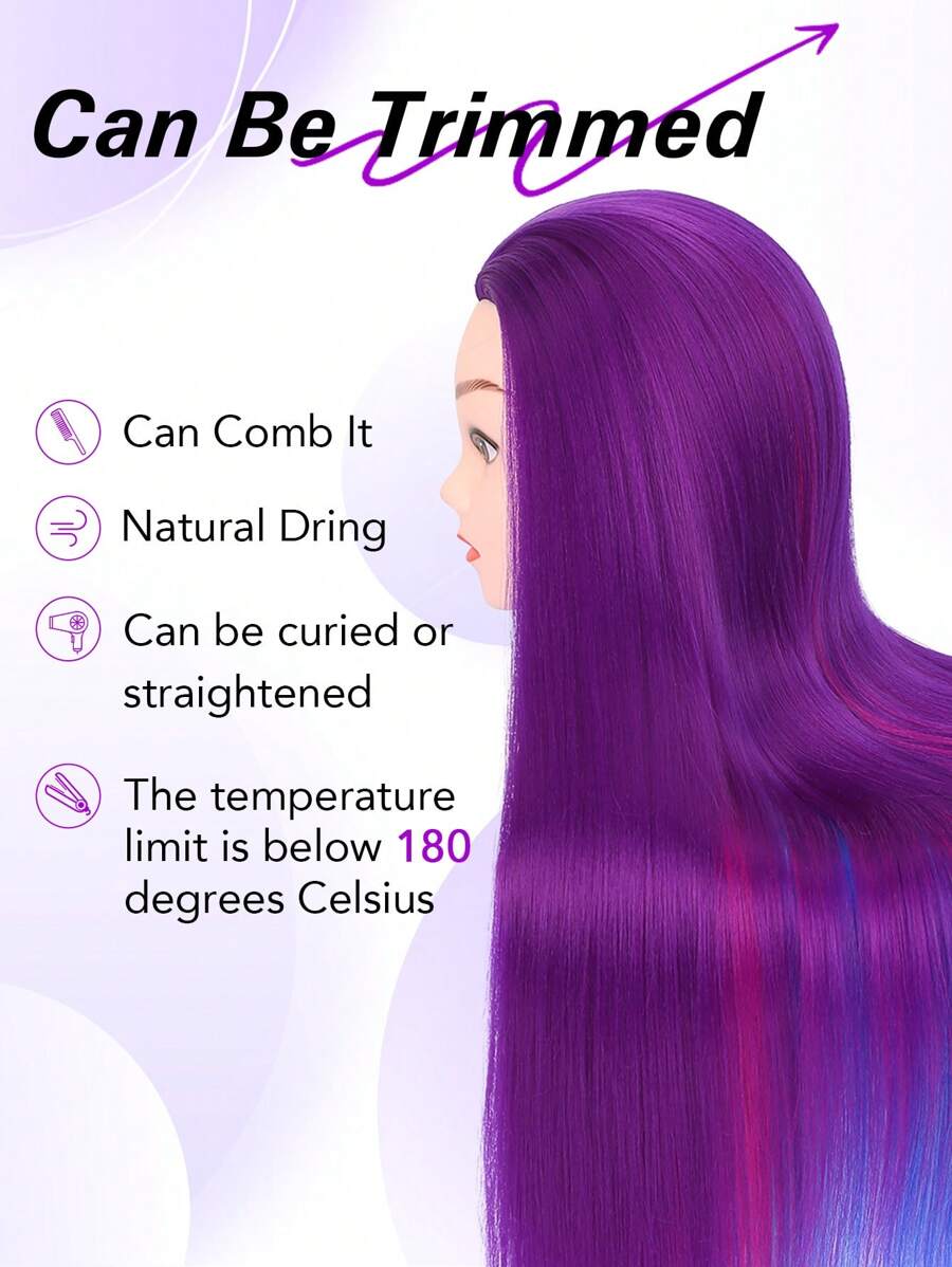 26 Inch Slicked Back Hair Teaching Head Cosmetology Mannequin Head ...