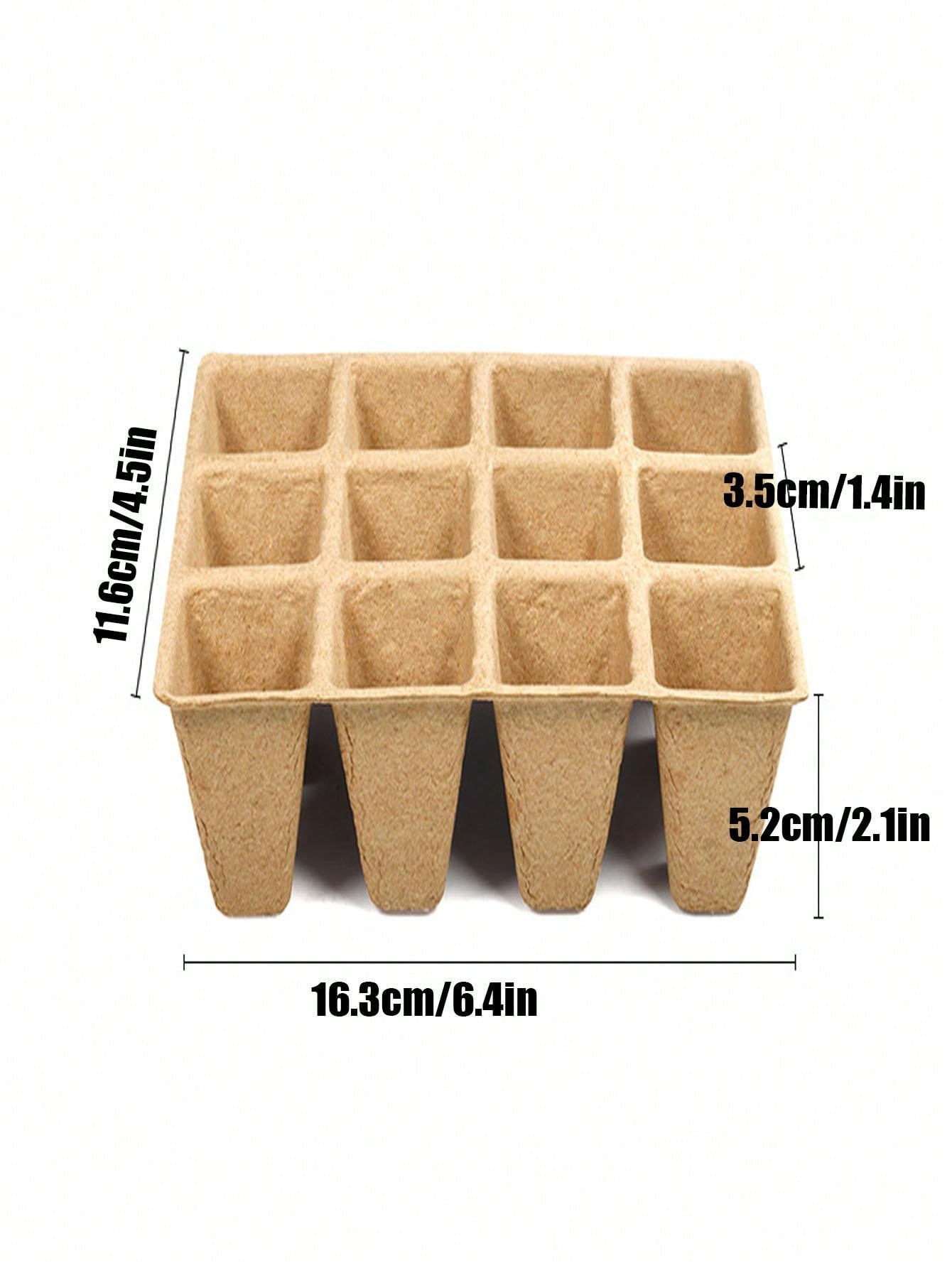 12-Hole Plant Nursery Tray Natural Paper Biodable Gardening Sowing Tray ...