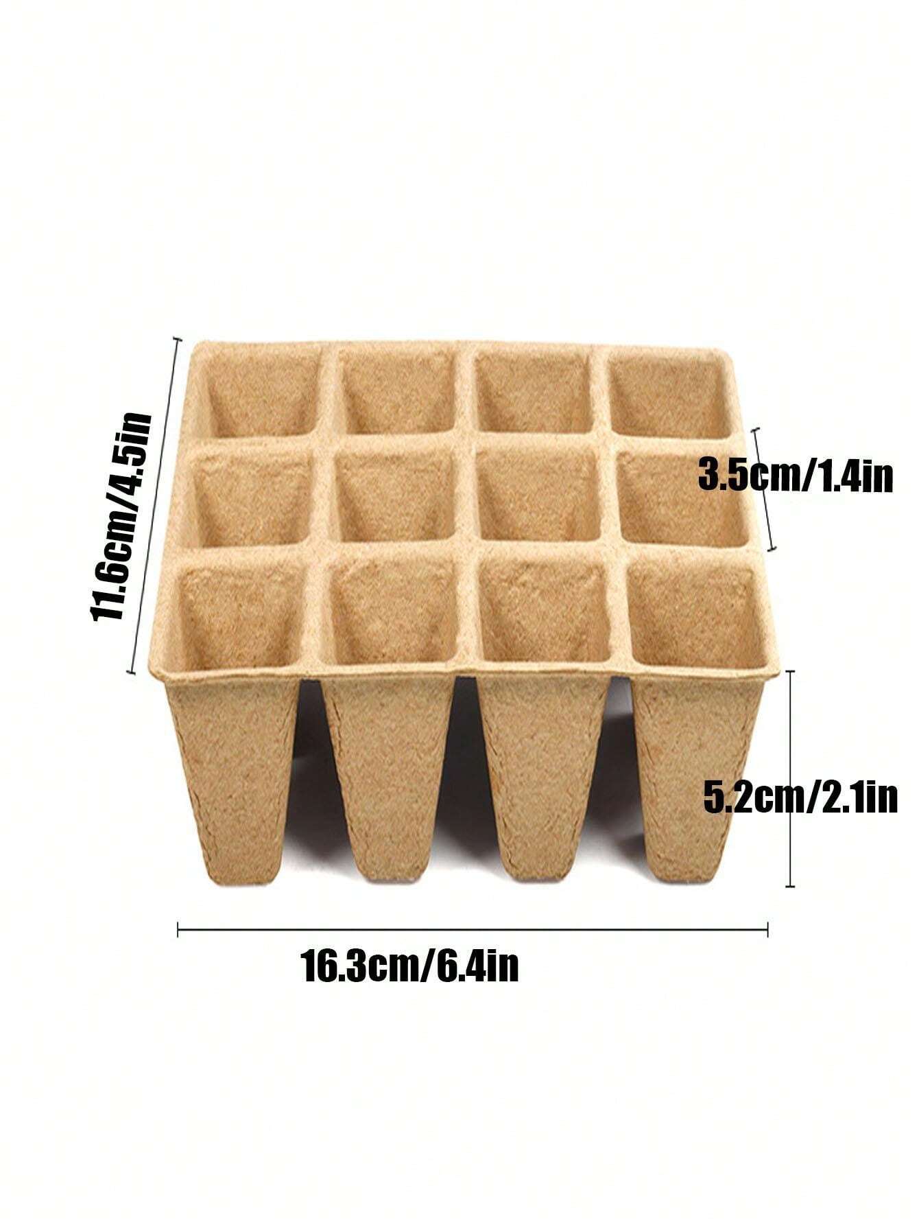 12-Hole Plant Nursery Tray Natural Paper Biodable Gardening Sowing Tray ...