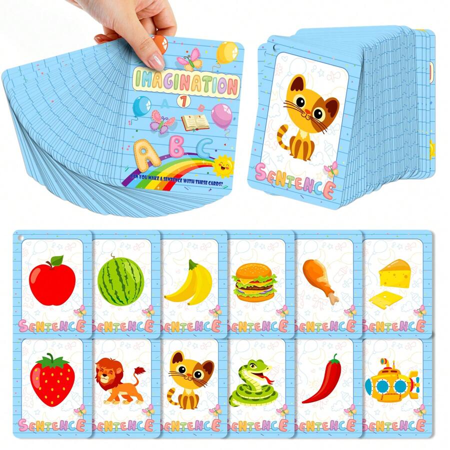 50pcs Imagination Flash Cards For Kids, Fun Vocabulary English Words ...