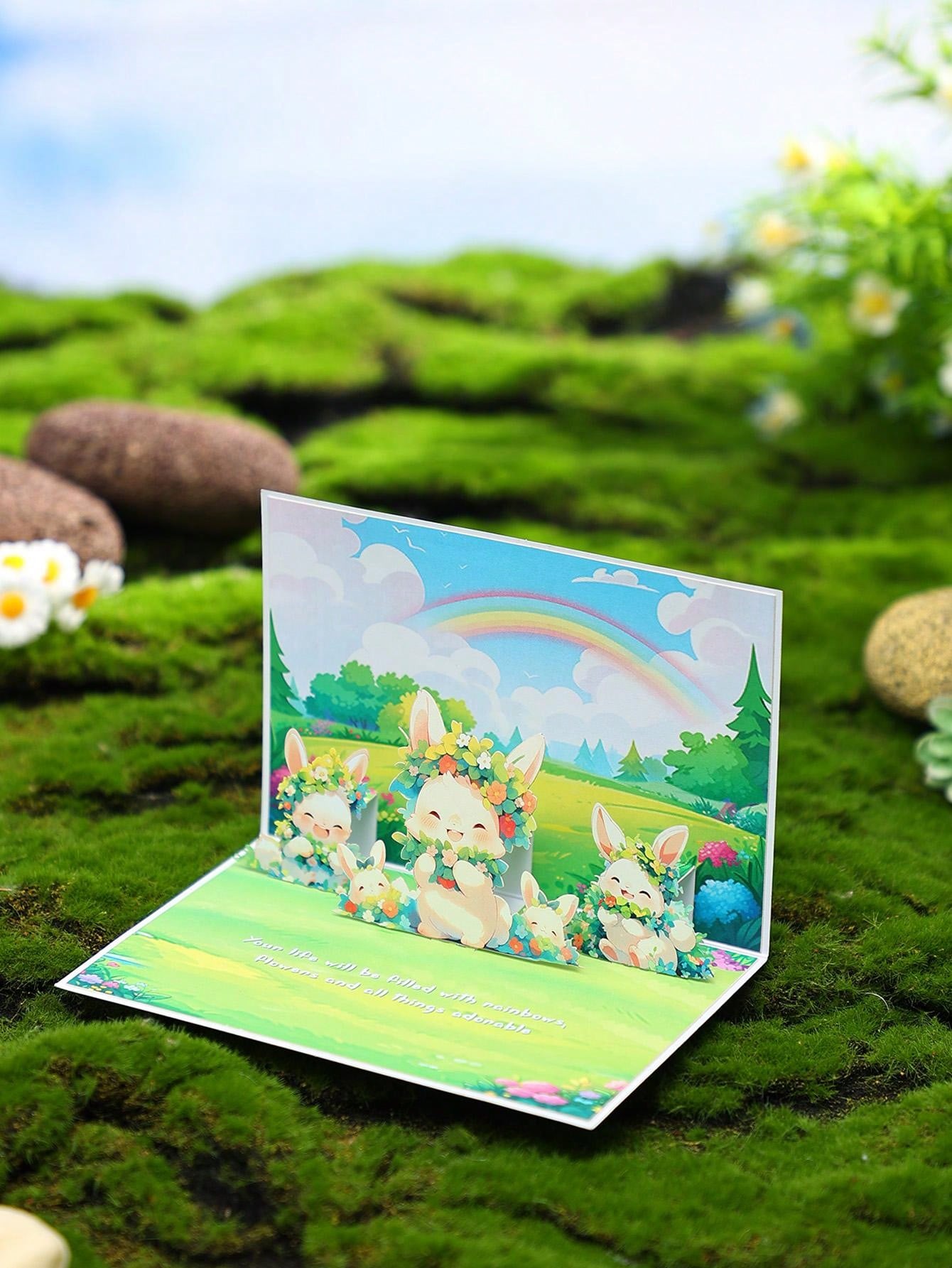 1pc Cute Rabbit Pop Up Card, Handmade Pop Up Cards, Greeting Card For ...