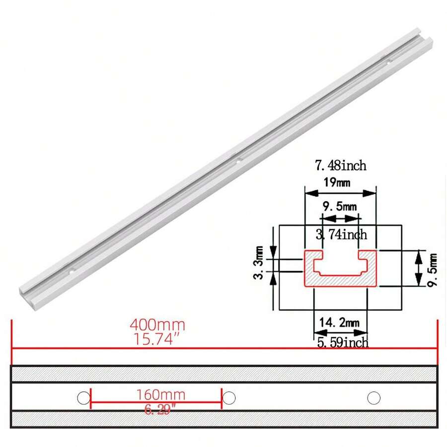 2 Pack T-Track Woodworking Tool,19x9.5mm Aluminium Alloy T-Slot Miter ...