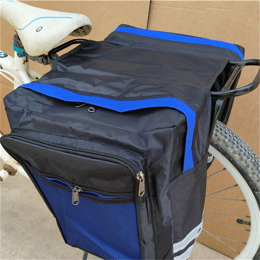 Blue Bicycle Rear Rack Bag For Mountain Bike & Road Bike, Double ...