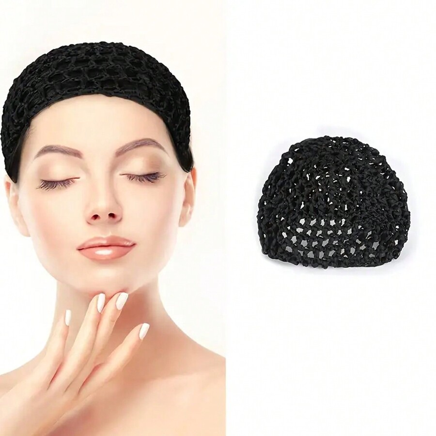 Black Mesh Crochet Hair Net Hair Care Cap Minimalist Mesh Cap Sleeping ...