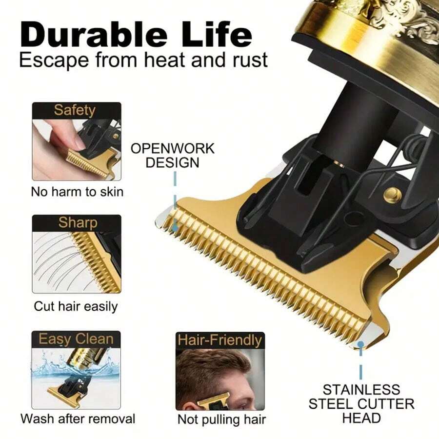 Hair Clipper, Rechargeable Beard Trimmer Electric T-Shaped Razor ...