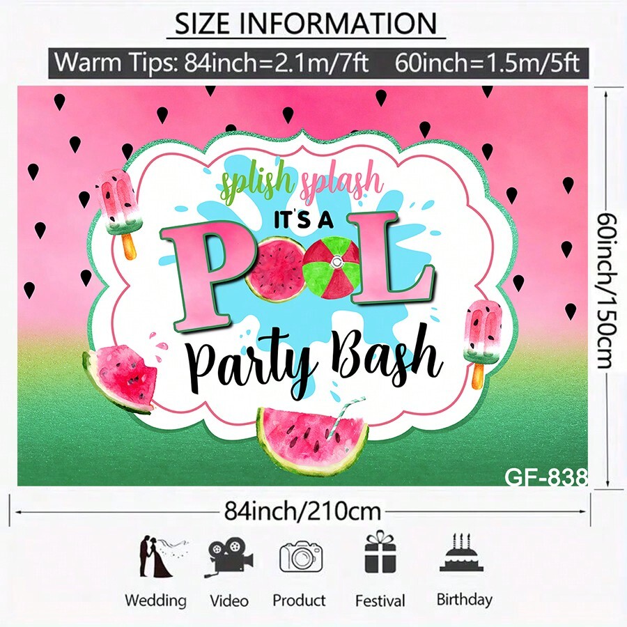 Pool Party Backdrop For Birthday Party Summer Pool Party Banner ...