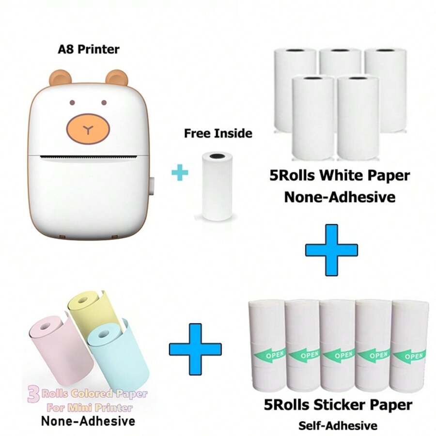 HD A8A Mini Label Printer Thermal Portable Printers Sticker Transparent ...