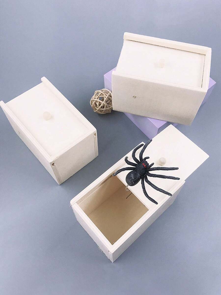 1pc Spider Scare Box Prank Toy, Rubber Spider Surprise Box Handmade ...