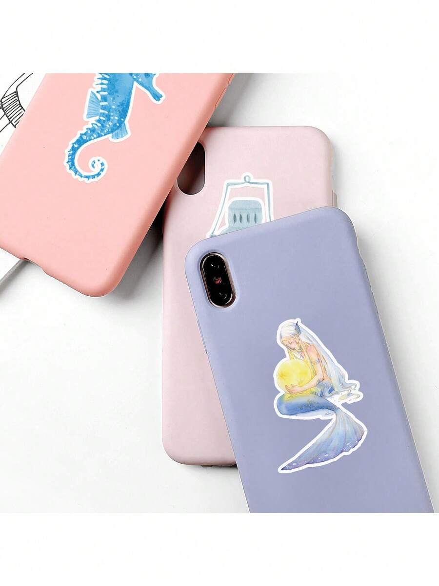 50pcs Blue Ocean Series Graffiti Stickers, Waterproof Stickers For ...