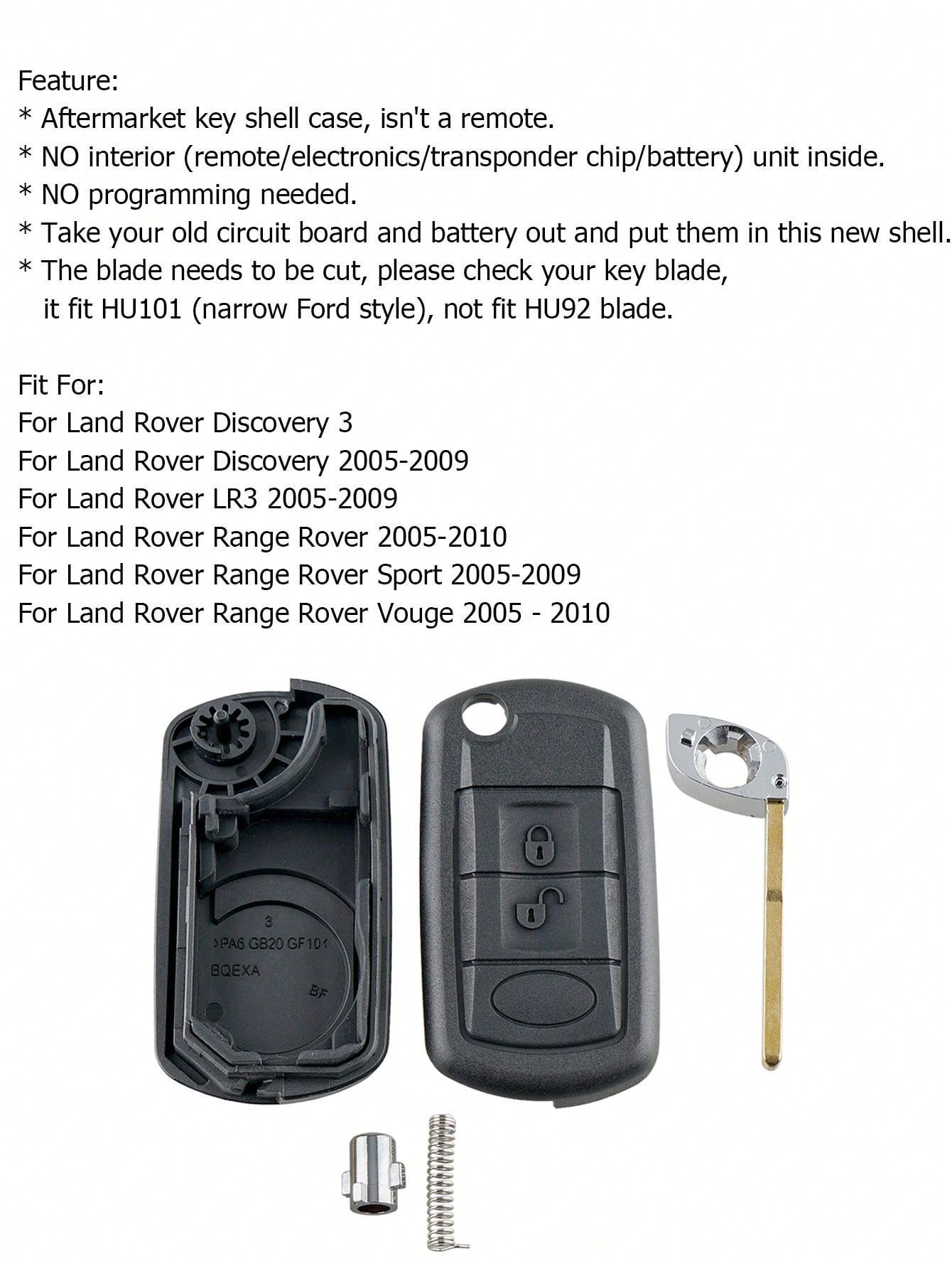 Flip Remote Car Key Fob Shell Case Replacement 3 Buttons For Land Rover ...