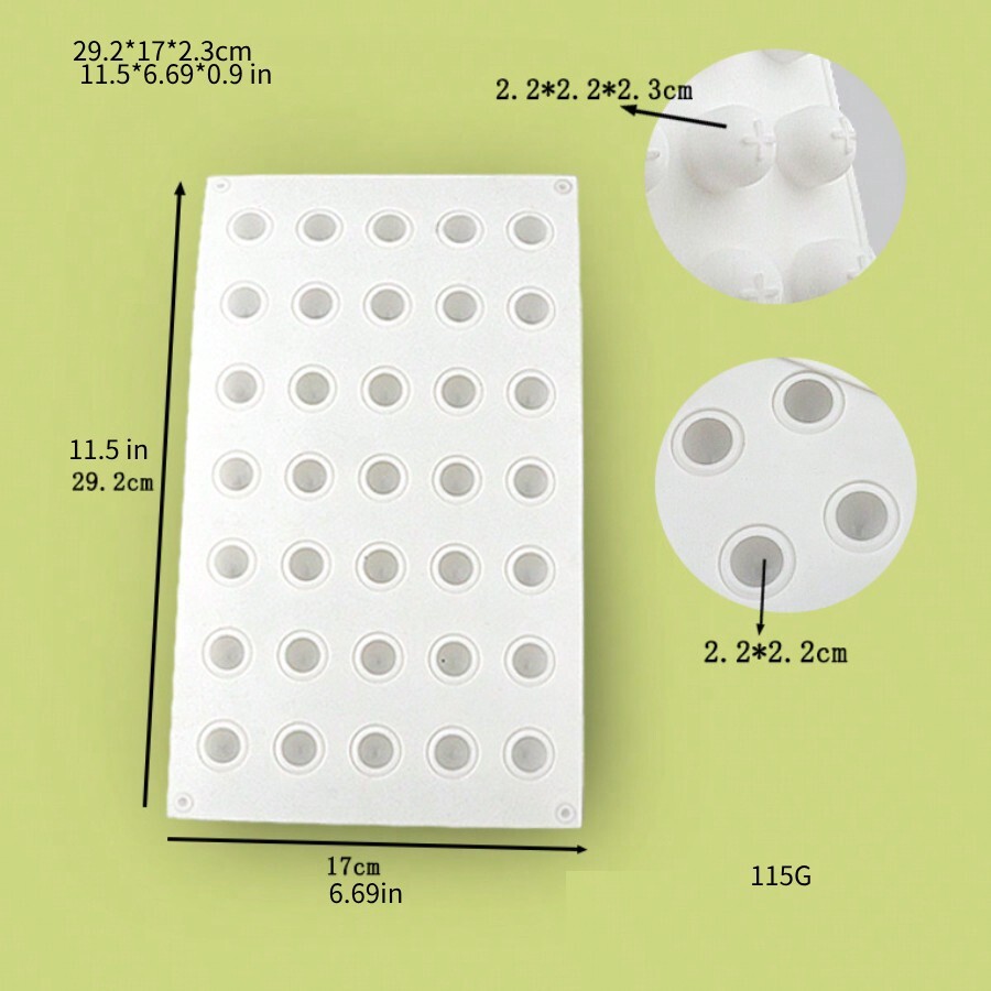 35 Cavity Truffle Chocolate Cake Silicone Mold, French Dessert Round ...