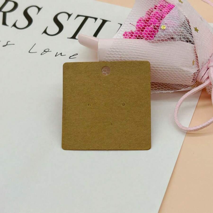 50pcs/Pack 5x5cm Leather Paper Ear Stud Card For Earring Packaging ...
