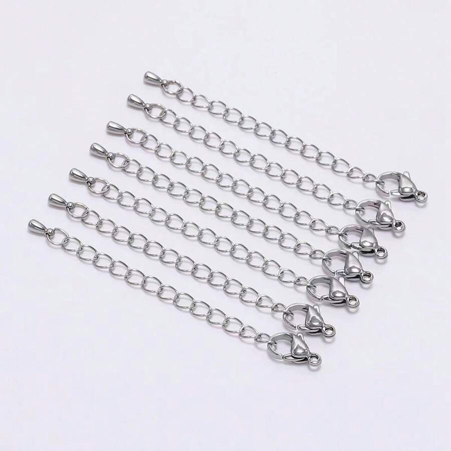 10pcs Stainless Steel Tail Chains With Adjustable Length, Lobster Clasp ...