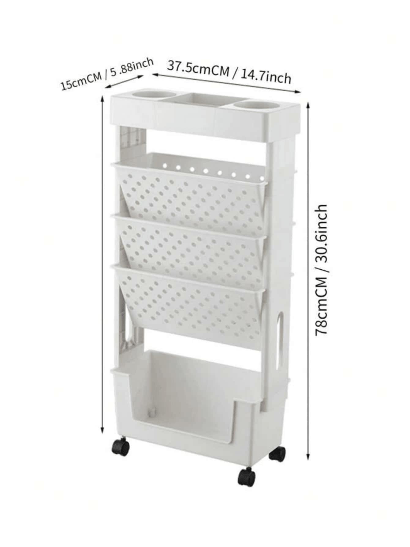 1pc 5-Tier Removable Tableside Bookshelf, Book Storage Rack With Wheels ...