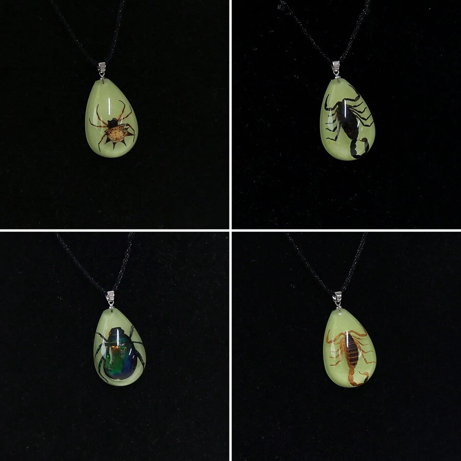 Resin Real Insect Spider Scorpion Necklace, Luminous Insect Amber ...