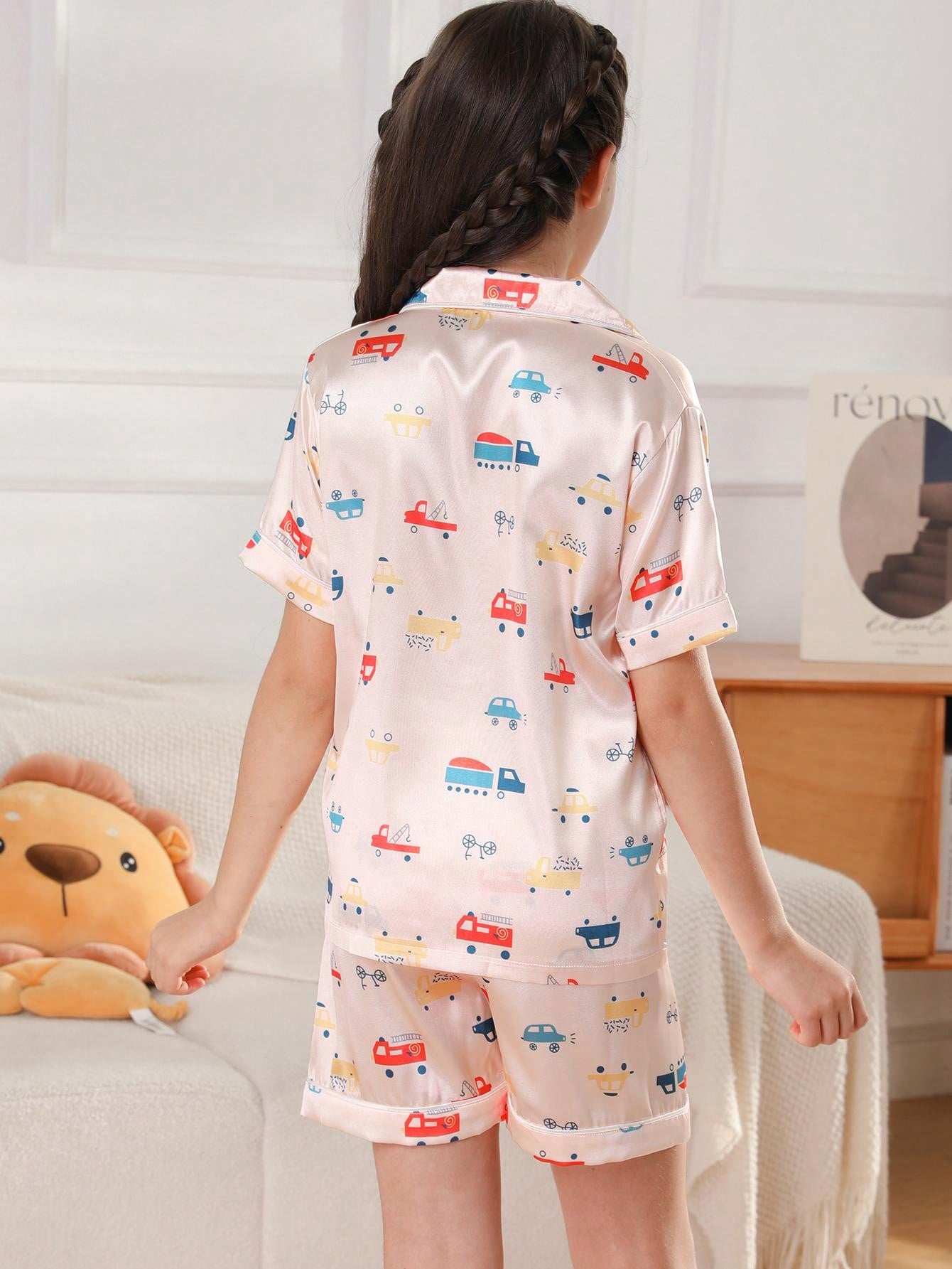 2pcs/Set Iced Silk Sleepwear For Tween Girls, Thin Short Sleeve Top ...