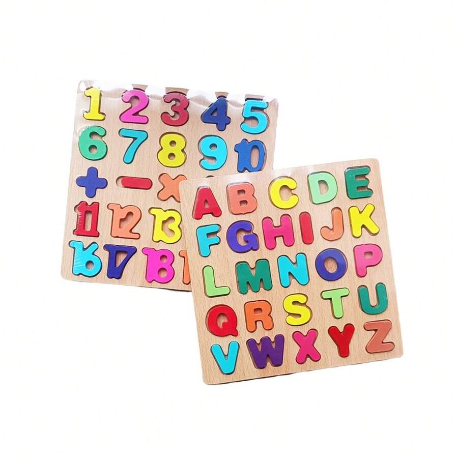 1PC Wooden Puzzles, Wooden ABC Alphabet Number Shape Puzzles Learning ...
