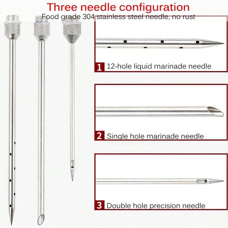 A Set Stainless Steel Meat Marinade Injector Kit Grill Turkey BBQ ...