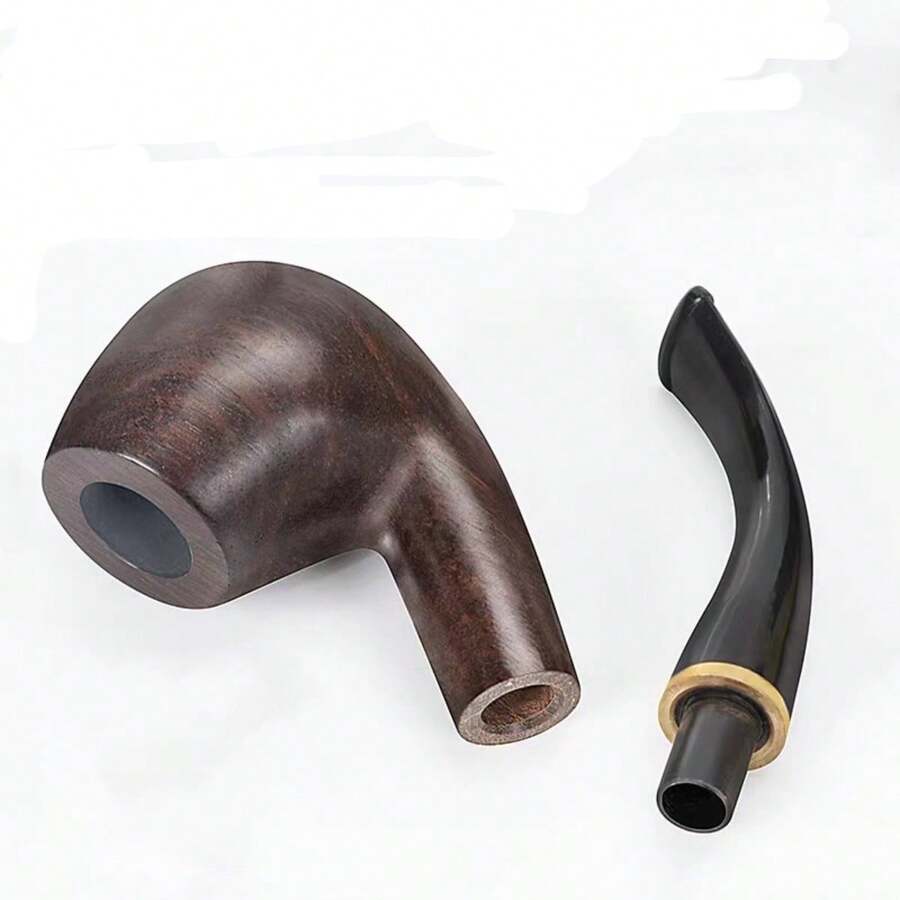 1pc New Arrived Curved Ebony Wood 9mm Filter Pipe Men's Waxing Solid ...