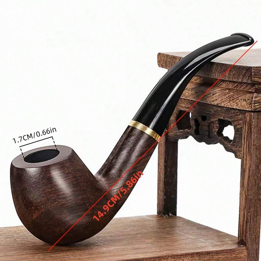 1pc New Arrived Curved Ebony Wood 9mm Filter Pipe Men's Waxing Solid ...