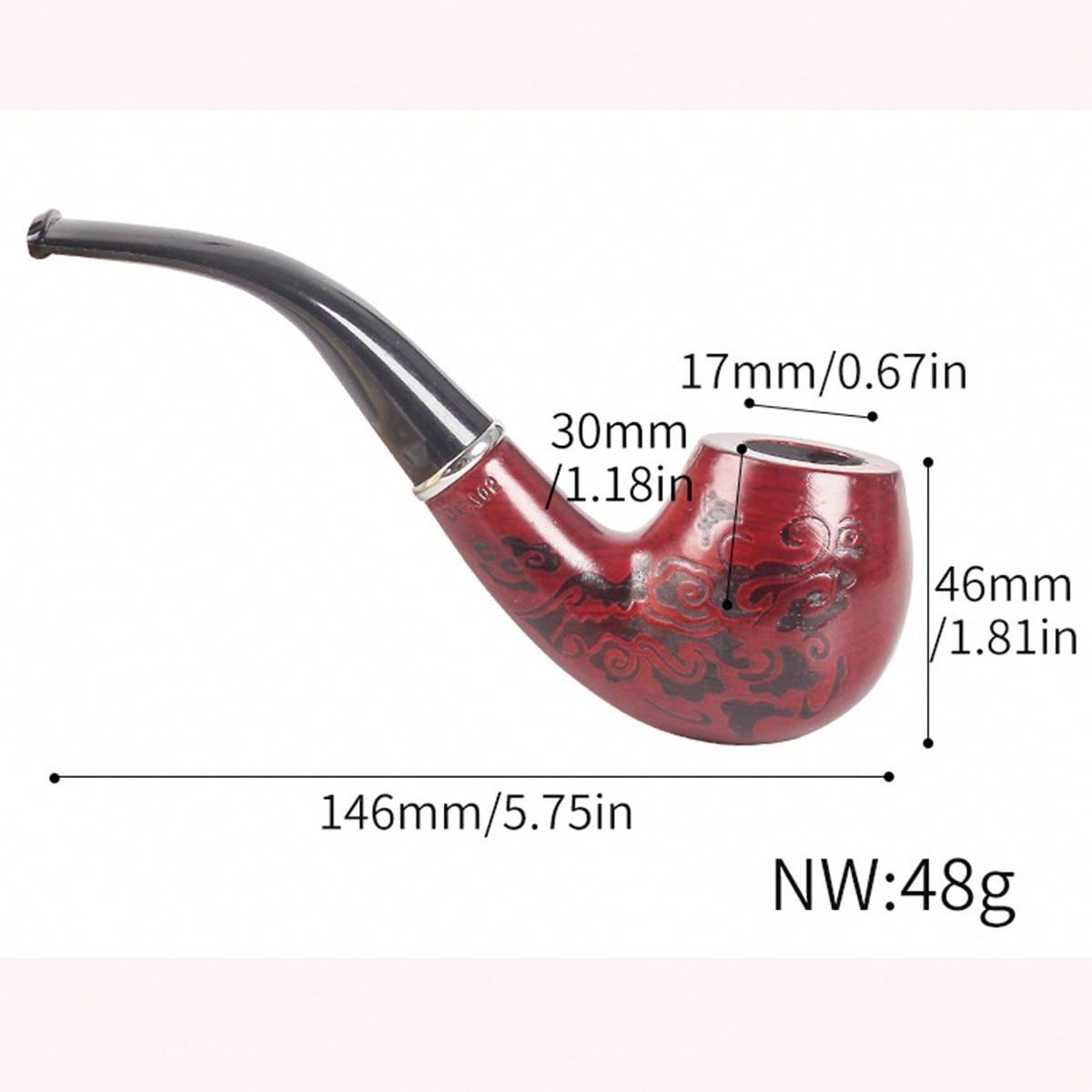 Wooden Filter Smoking Pipe With Curved Bowl, Classic Portable Dry Herb ...