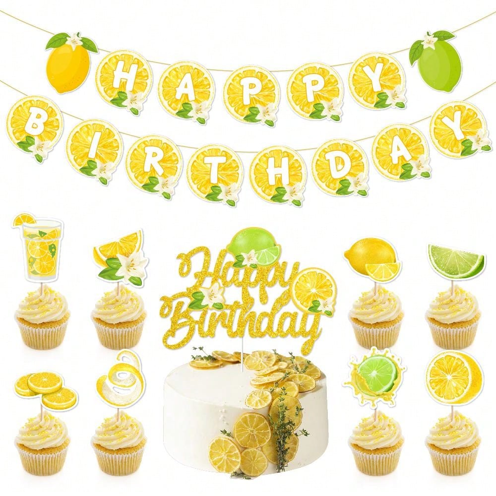 Summer Lemon Themed Birthday Party Decoration Kit, Including Hanging ...
