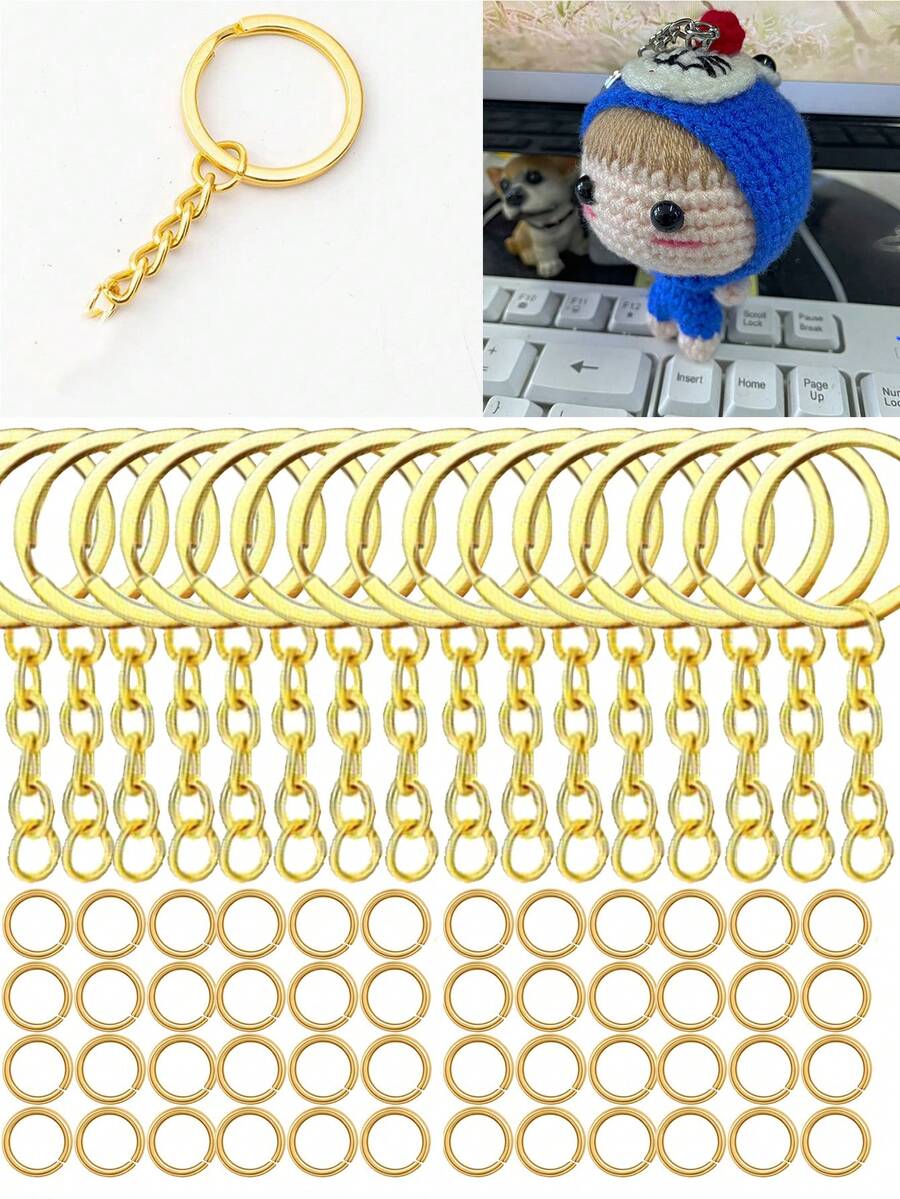 Cute (Large Size) 90pcs Key Rings Including Screw Eye Pins & Jump Rings ...