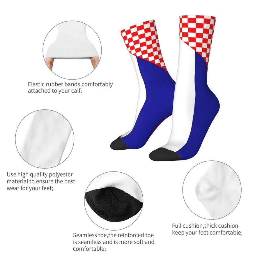 Funny Happy Men's Compression Socks Flag Of Croatia Alternative Style ...