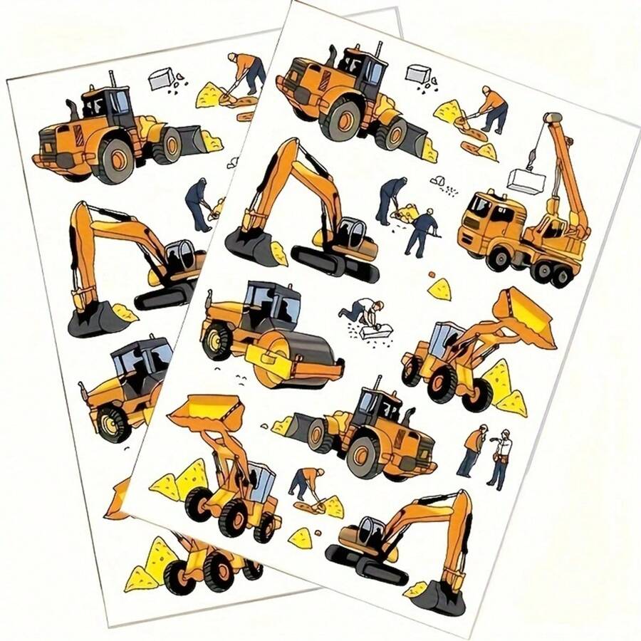 Temporary Tattoo Builder Excavator Bulldozer Tattoos Under Construction ...
