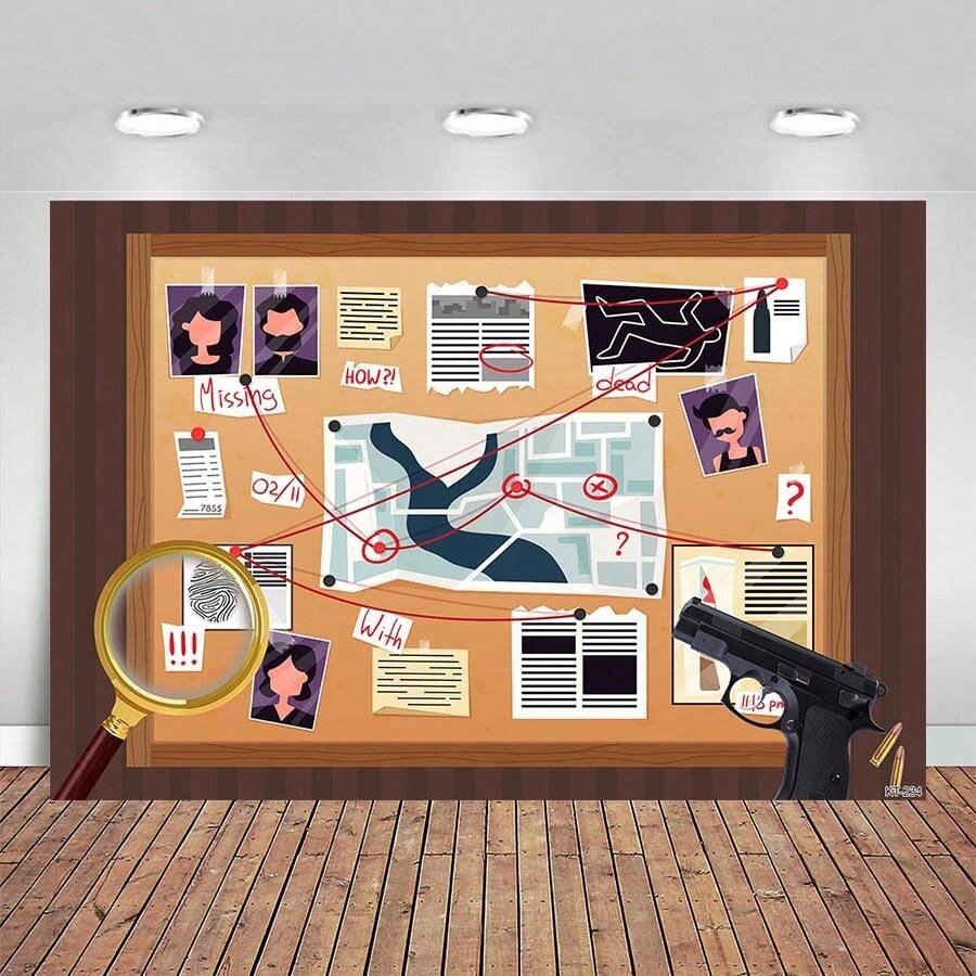 Detective Wanted Top Secret Backdrops Dead Or Alive Caution Police Wall ...