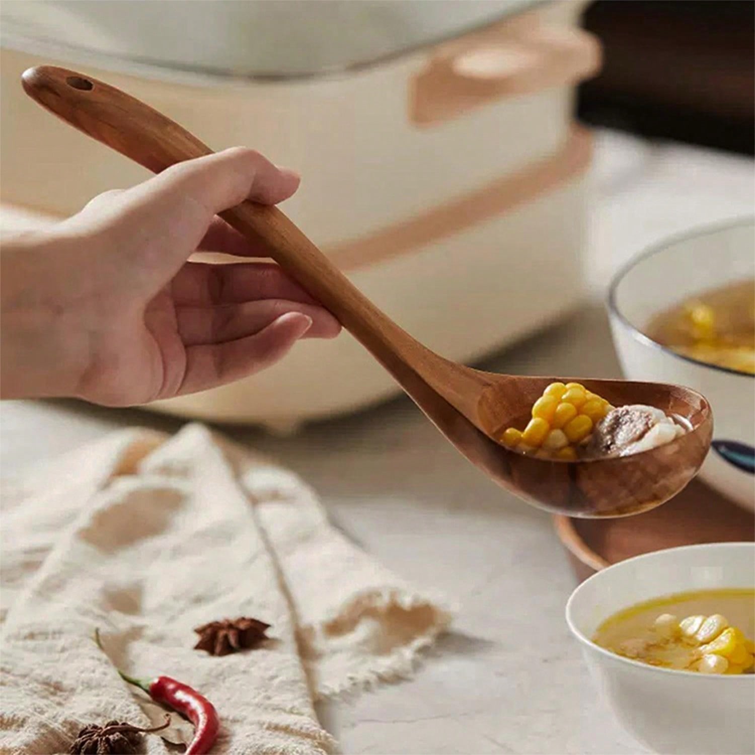 4pcs Wooden Spoons For Cooking, Nonstick Kitchen Utensil Set, Natural ...