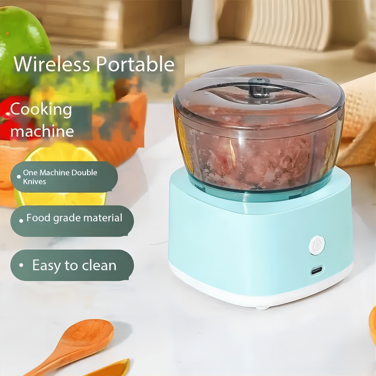 1pc Mini Meat Grinder Household Electric Small Mixer Stuffing Machine Fully Automatic Multi ...