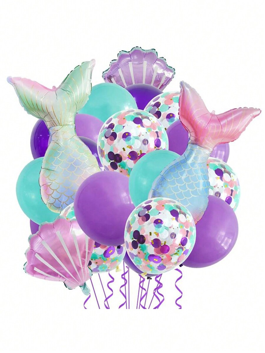 20pcs Mermaid Tail Balloon Theme Party Children's Birthday Decoration ...