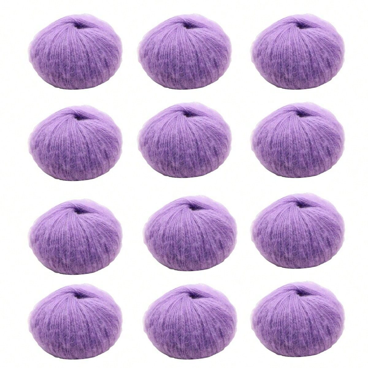 12 Skeins Soft Mohair Wool Yarn For Baby Sweater, Scarf, Shawl With ...