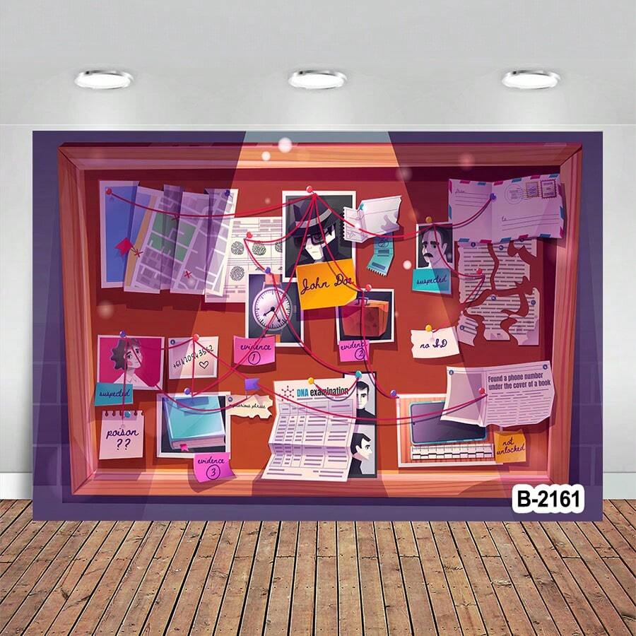 Detective Wanted Top Secret Backdrops Dead Or Alive Caution Police Wall ...