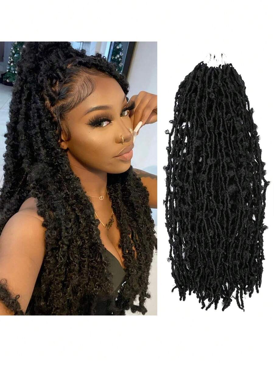 1PC 18 Inch Butterfly Locs Crochet Hair Long Distressed Faux Braids ...
