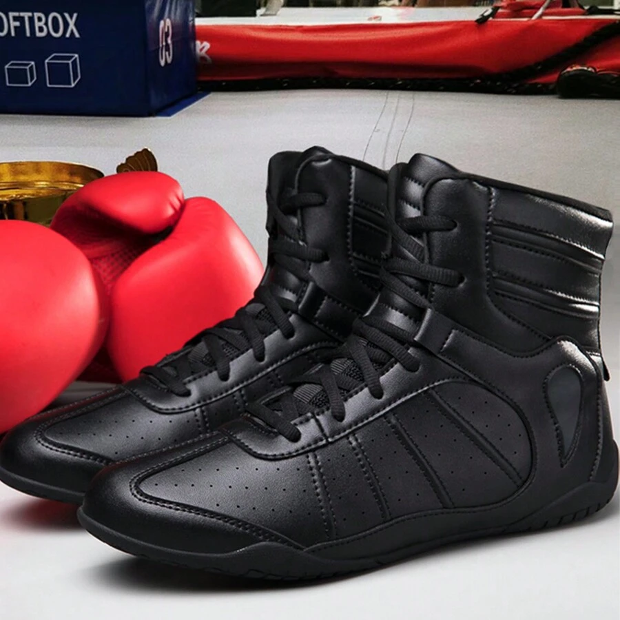 Women's professional boxing shoe high -top fight shoe fighting ...