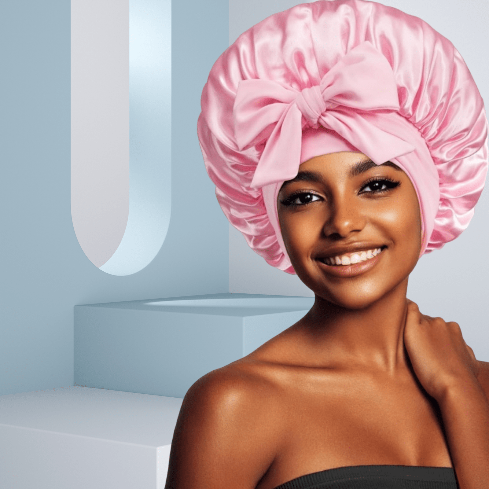 1pc Solid Color With Ribbon & Bow Design Elastic Satin Wide-Brimmed ...