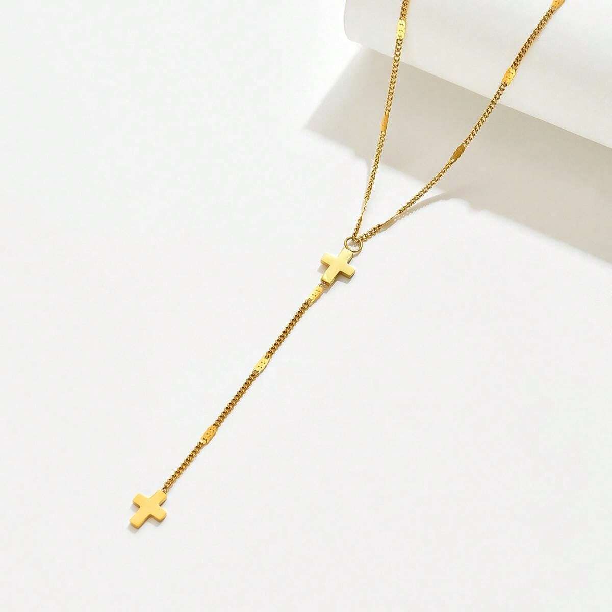 Pressed Flower Cross Pendant Y-Shaped Chain Necklace | SHEIN EUR