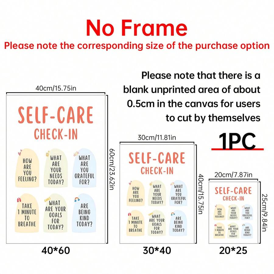 1Pc Self Care Check In Canvas Wall Art, Daily Self Care, Self Love ...